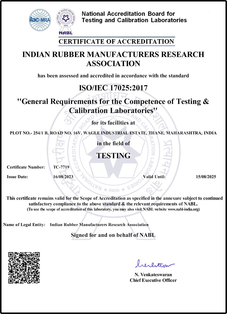 Regulatory Testing Facility| Official Website of Indian Rubber ...