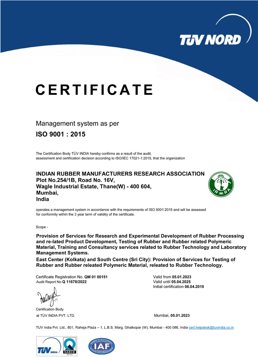 Regulatory Testing Facility| Official Website of Indian Rubber ...